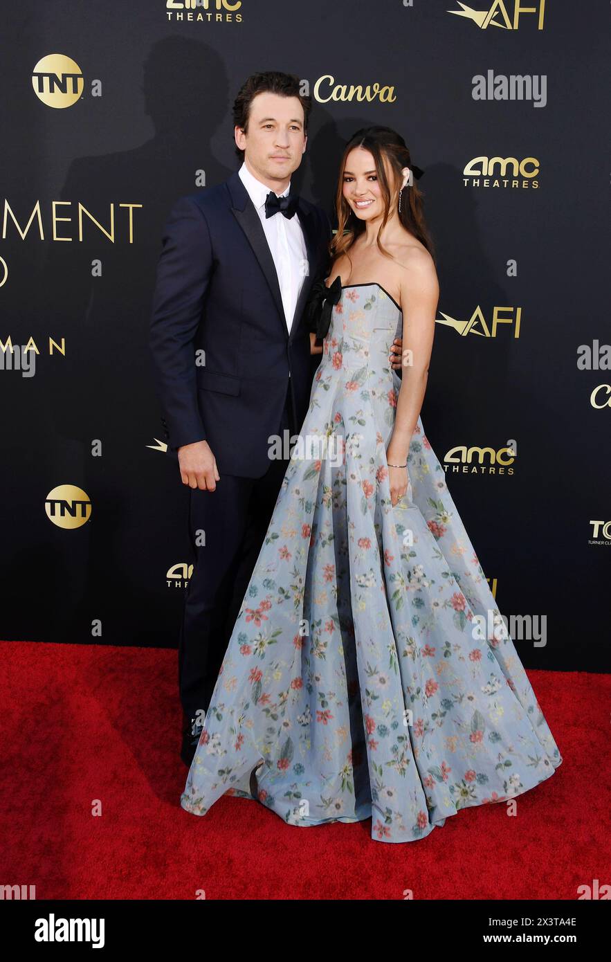 HOLLYWOOD, CALIFORNIA - APRIL 27: (L-R) Miles Teller and Keleigh Sperry ...