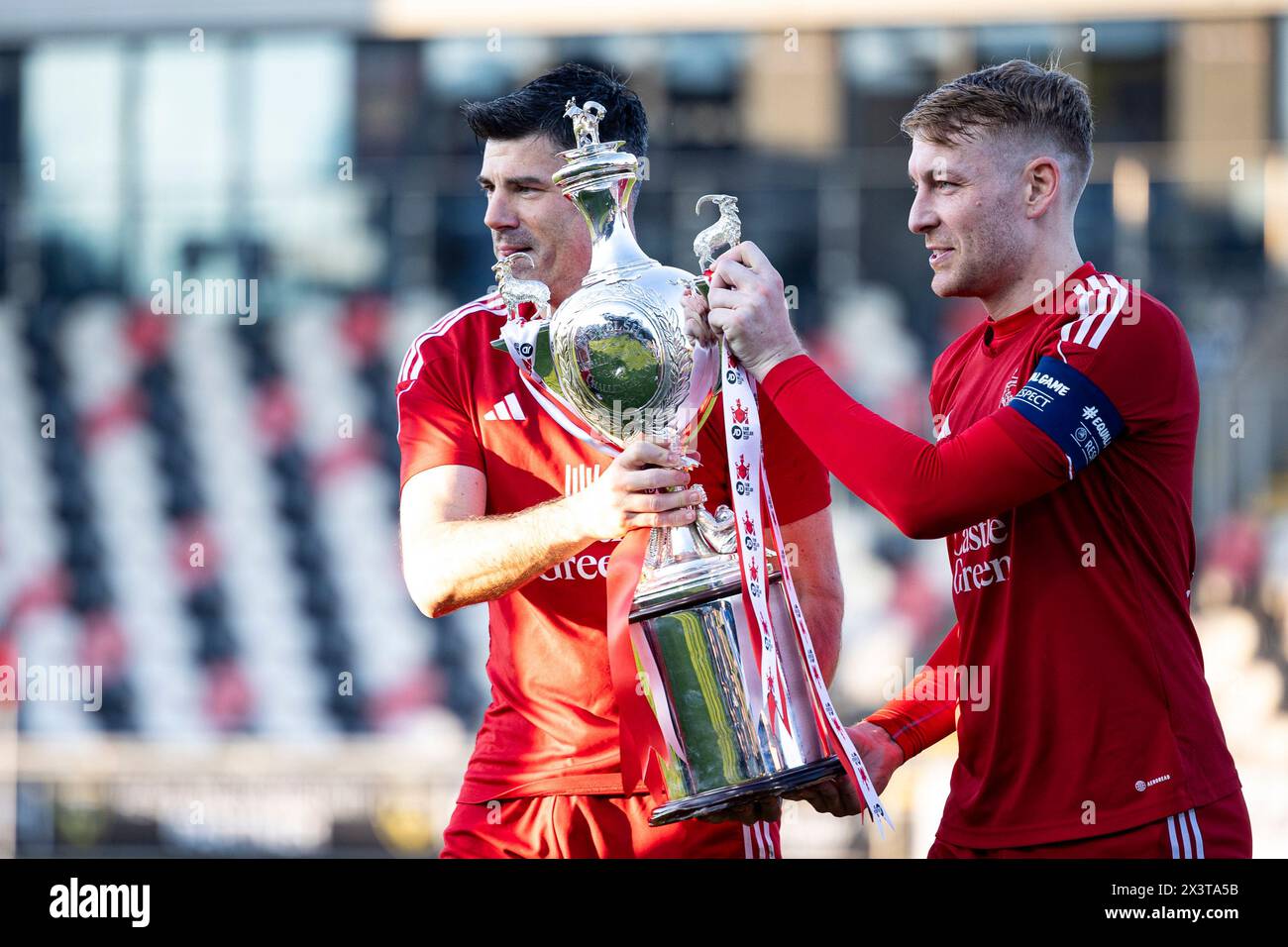 Michael Wilde & John Disney of Connahs Quay lift the cup. Connahs Quay ...