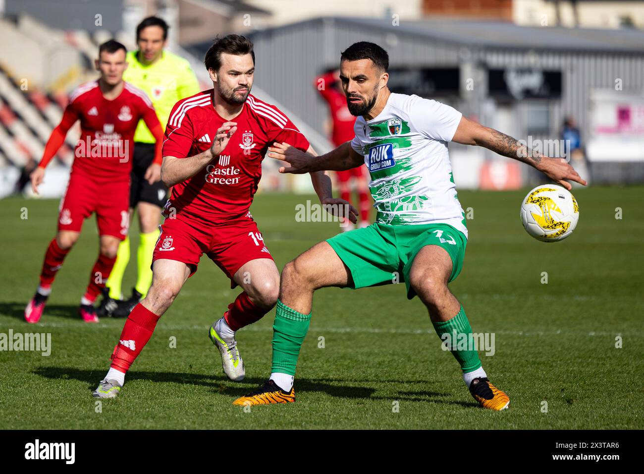 Newport, UK. 28th Apr, 2024. Noah Edwards of Connahs Quay in action ...