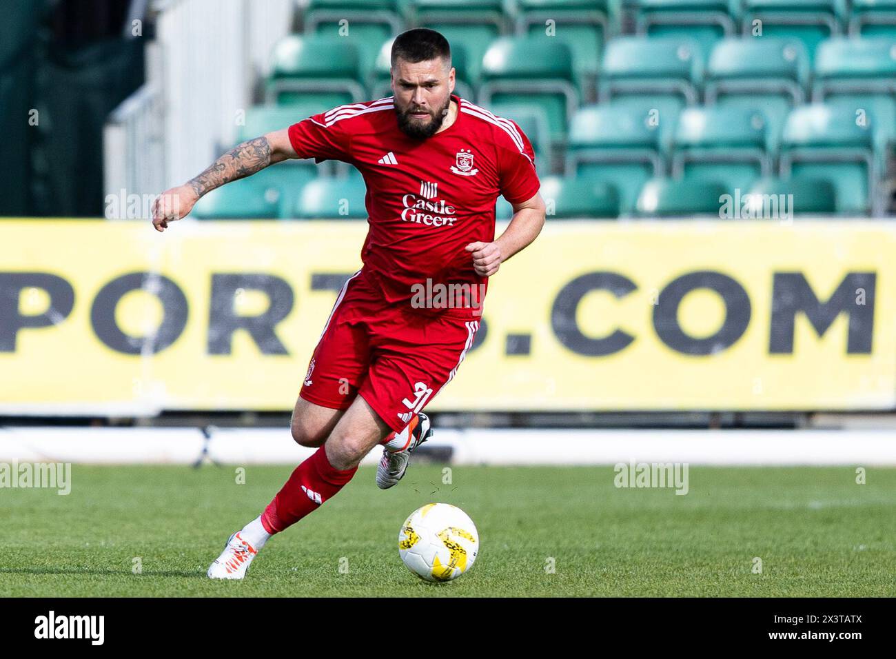Newport, UK. 28th Apr, 2024. Kai Edwards of Connahs Quay in action ...