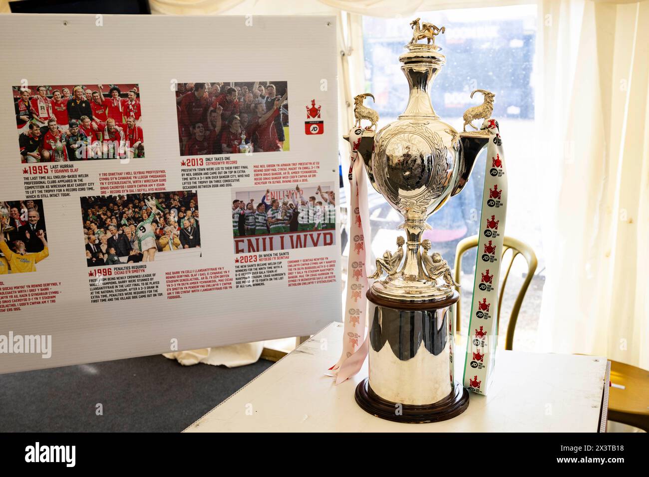 Newport, UK. 28th Apr, 2024. Welsh Cup on display. Connahs Quay v The ...