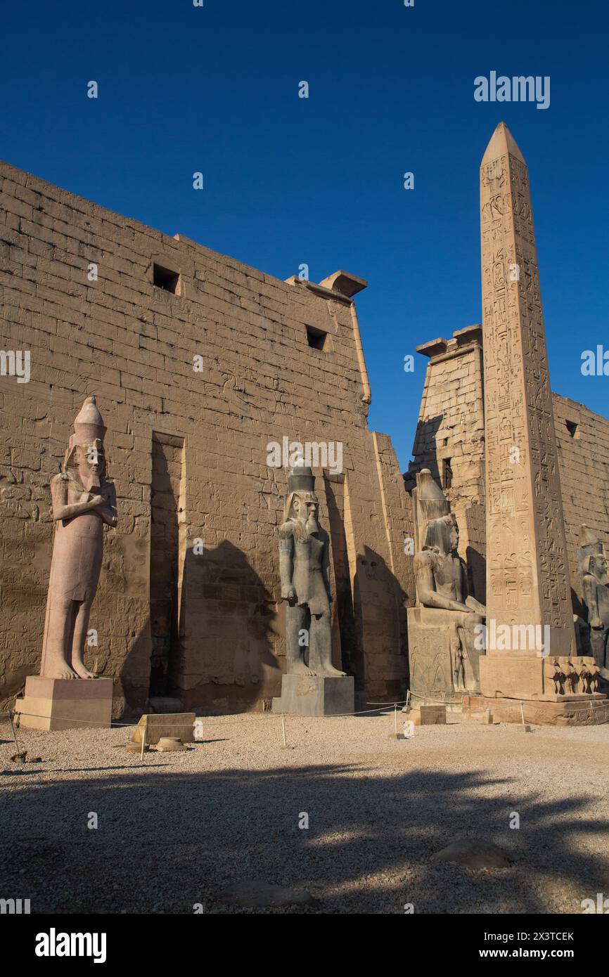Statues of Rameses II with Obelisk, First Pylon of Rameses II, Luxor ...