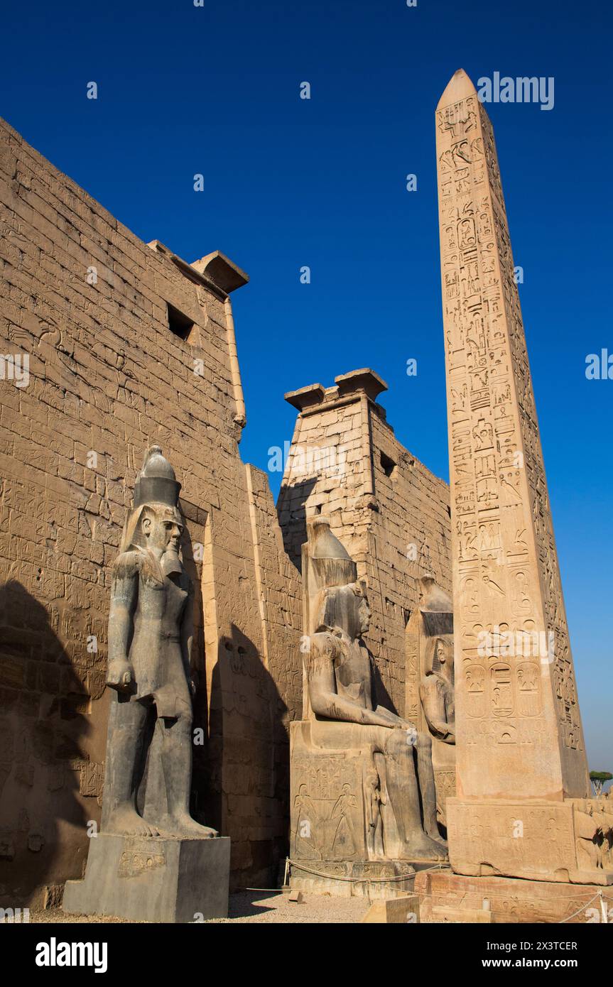 Statues of Rameses II with Obelisk, First Pylon of Rameses II, Luxor ...