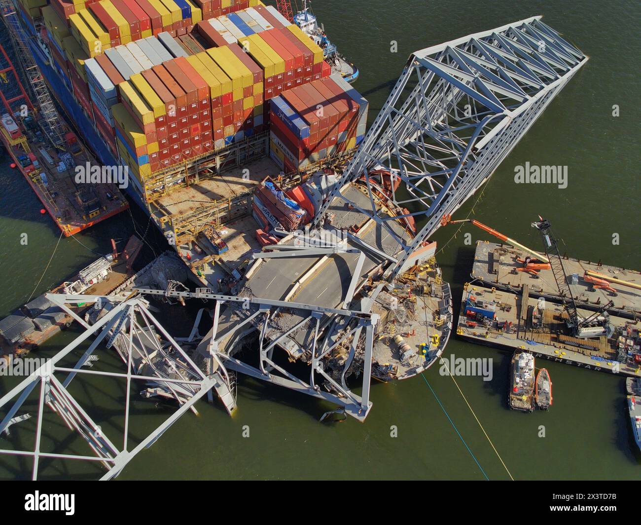 An aerial image of the Unified Command response operations in Baltimore ...