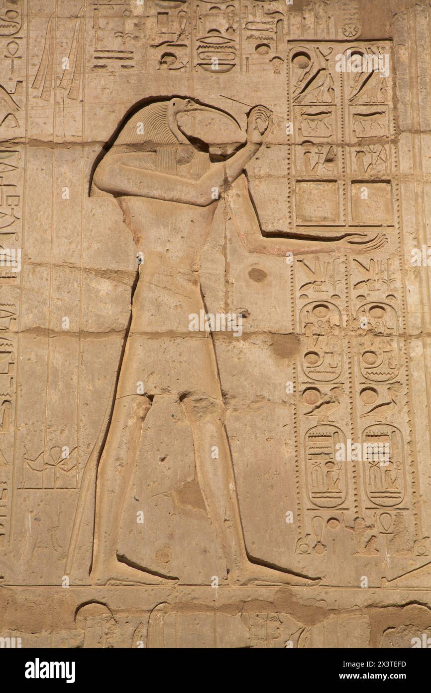 God Thoth, Reliefs, Ramesseum, Memorial Temple of Pharaoh Ramesses II ...