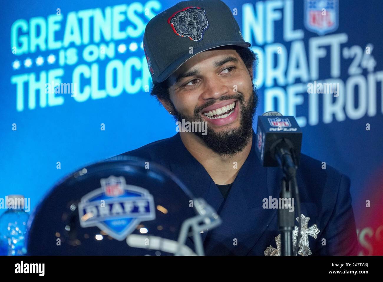 Chicago Bears First Round Draft Selection Caleb Williams quarterback from the USC Trojans speaks ...