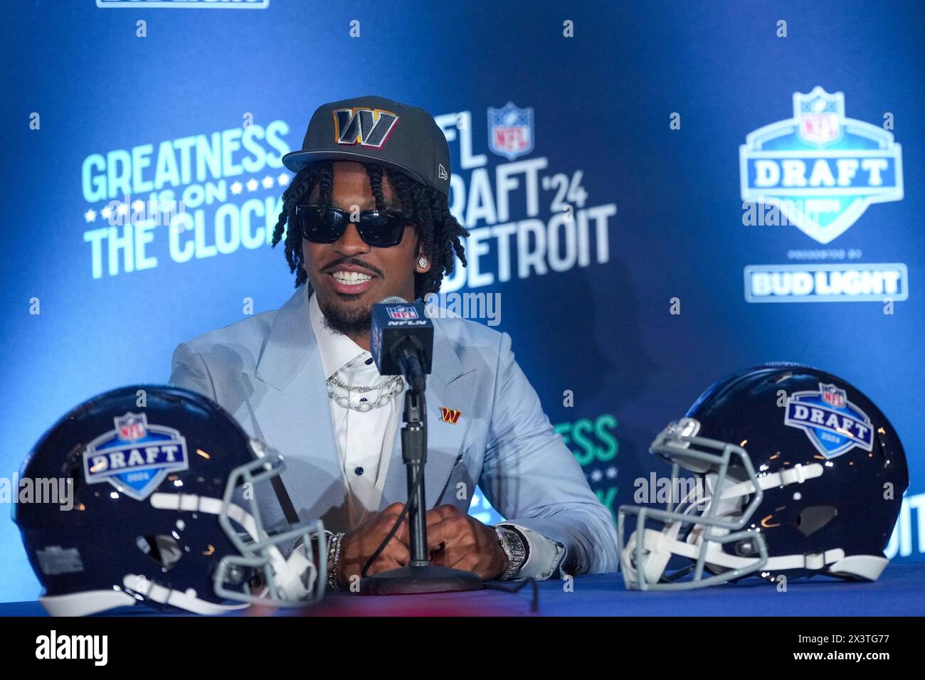 Washington Commanders First Round Draft Selection Jayden Daniels quarterback from the LSU Tigers ...