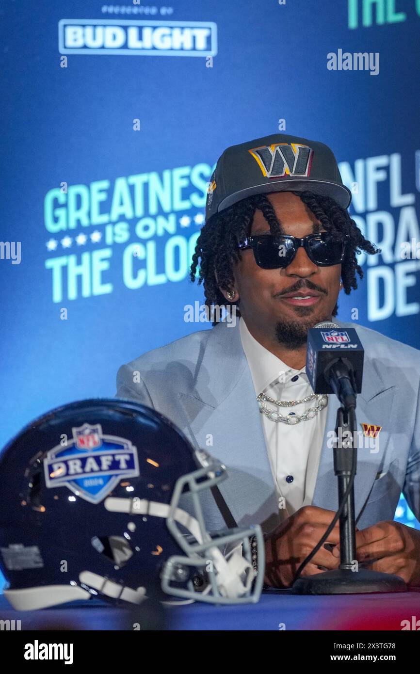 Washington Commanders First Round Draft Selection Jayden Daniels quarterback from the LSU Tigers ...