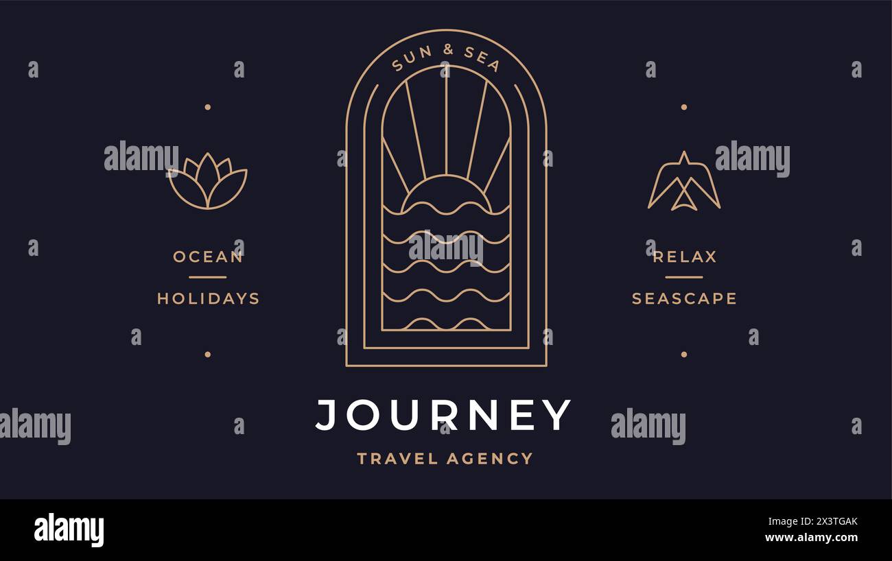 Journey Travel Seascape Label Stock Vector Image & Art - Alamy
