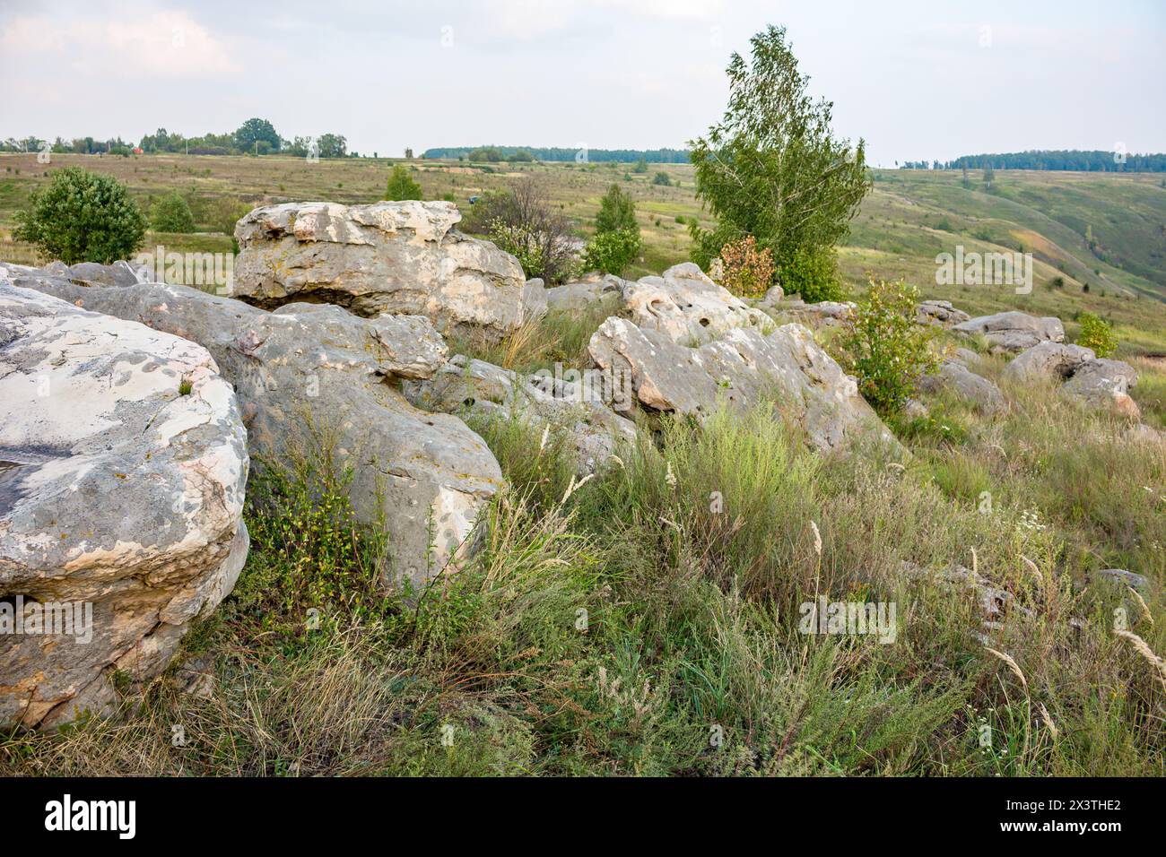 The valley of the Krasivaya Mecha River. Sacred stones in the area of ...
