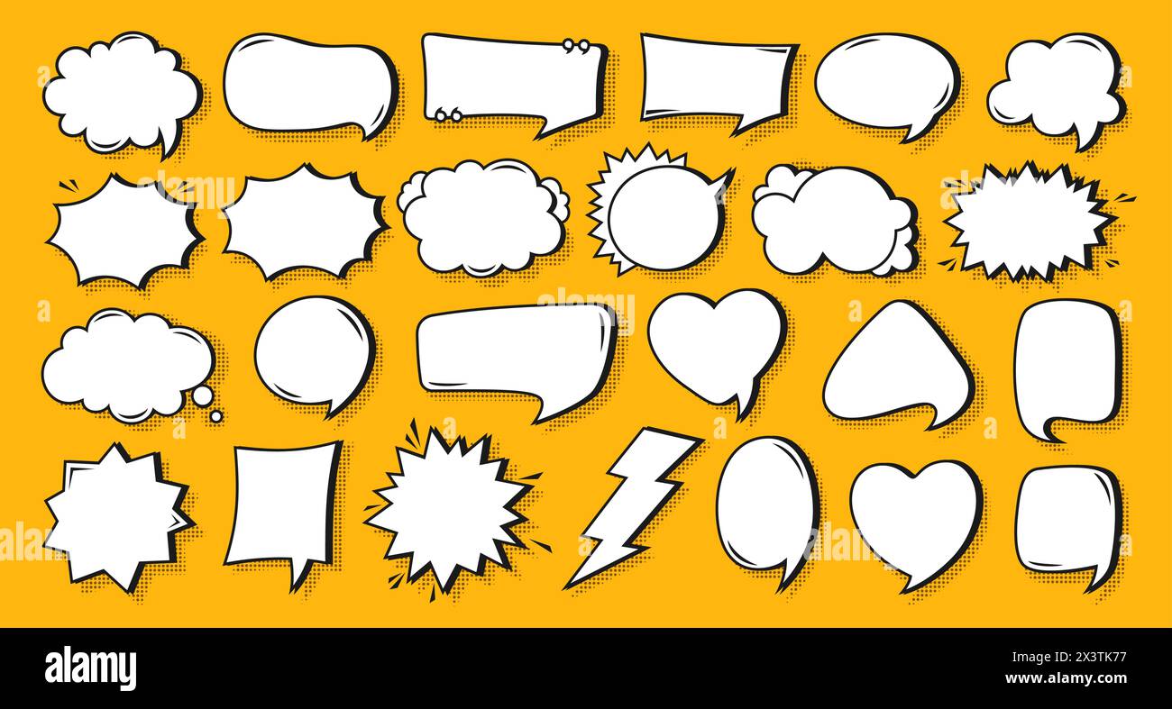 Retro speech bubble comic set. Pop art empty chatting box design ...