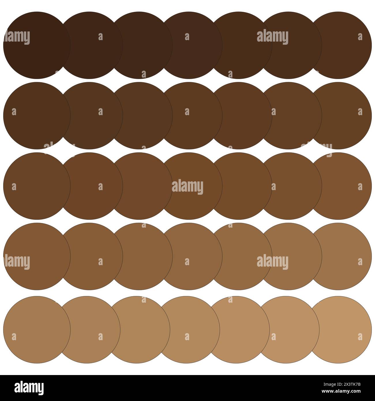 Color palette shades. Vector brown tones circles. Gradient chocolate ...
