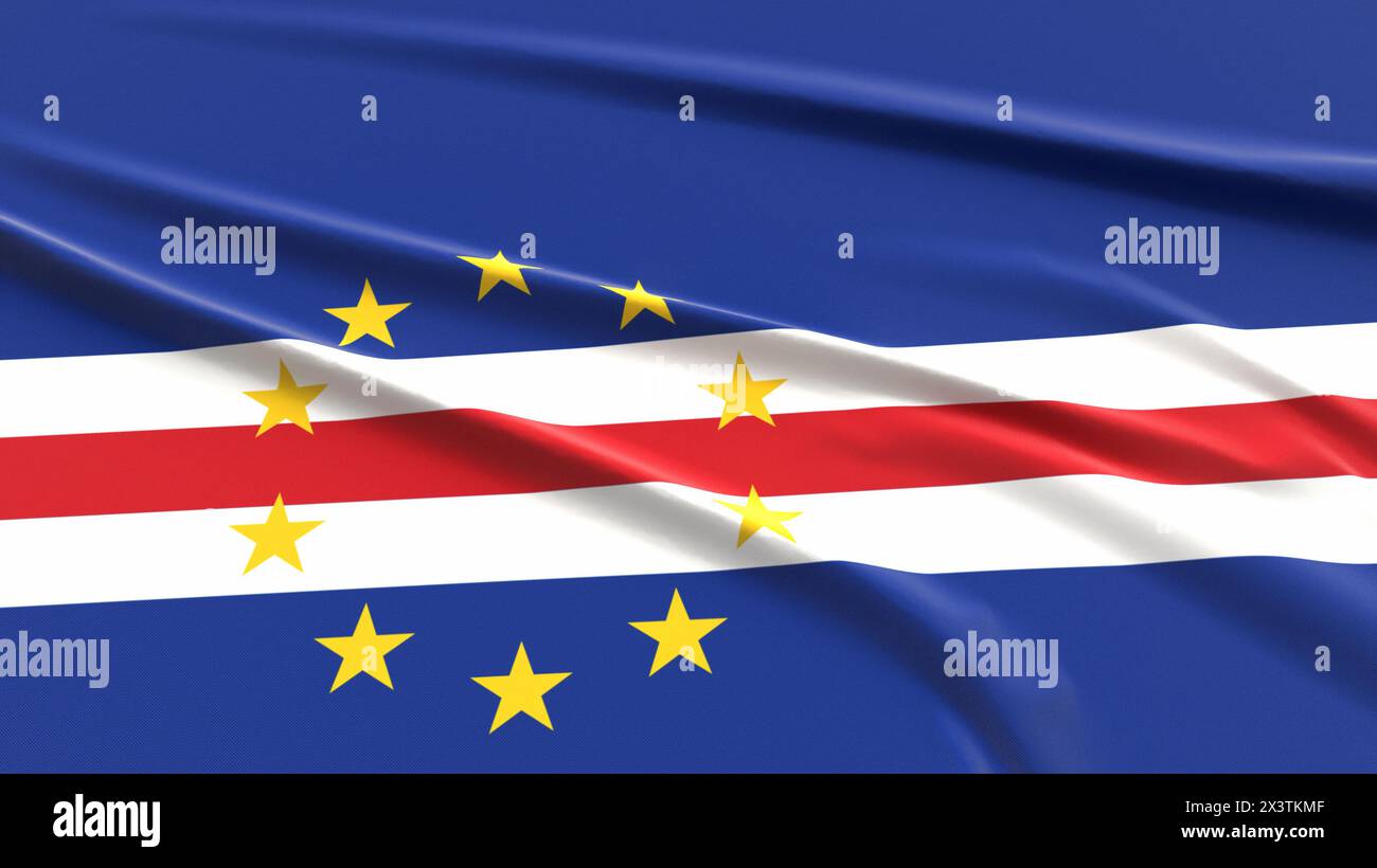 Cape Verde Flag. Fabric textured Cape Verdeans Flag. 3D Render ...