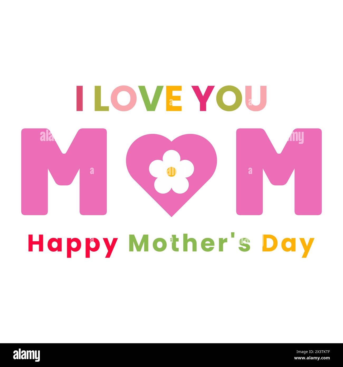 I love you mom happy mother's day greeting card vector banner or poster ...