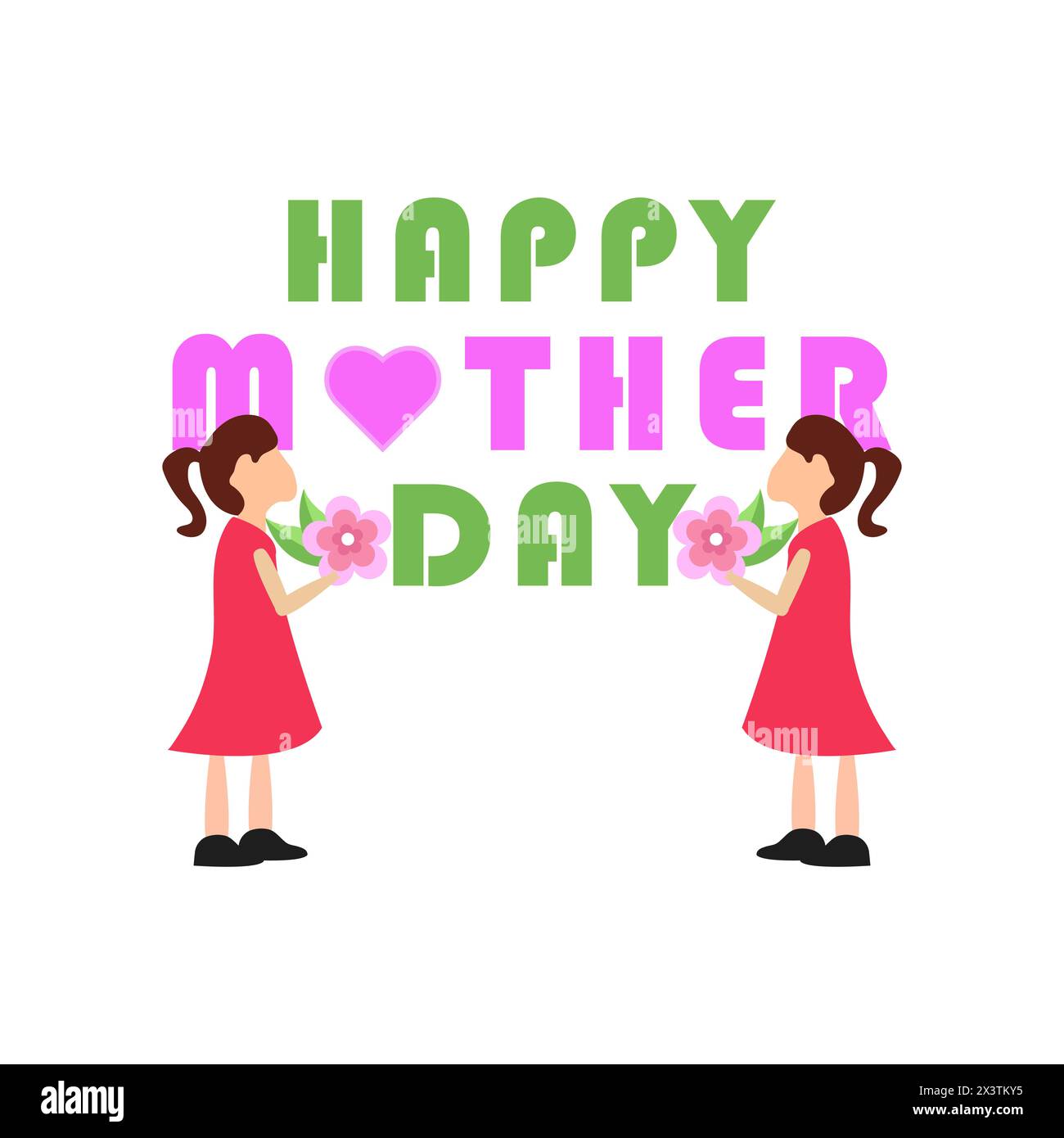 Mothers day girl heart Stock Vector Images - Alamy