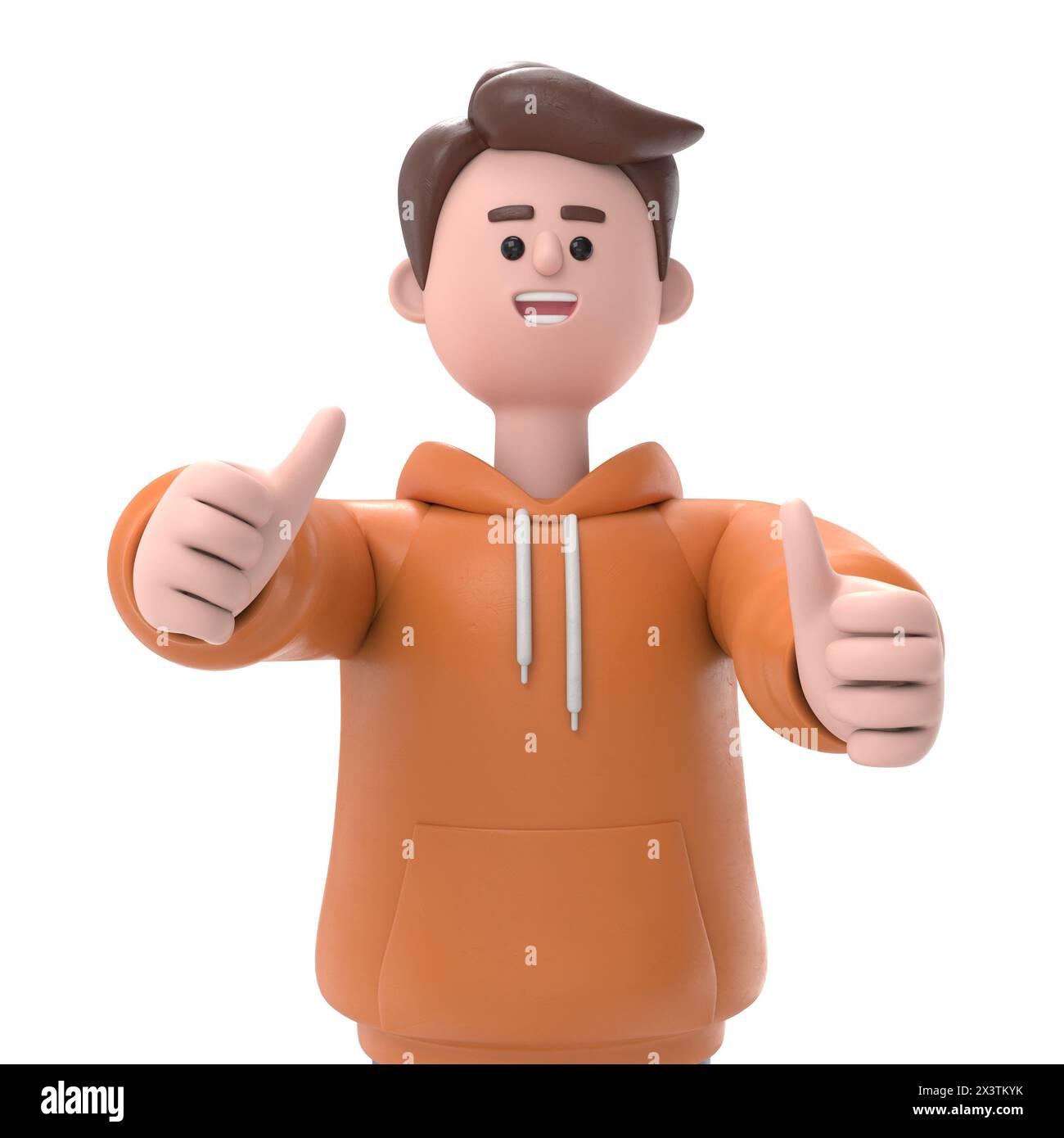 3D illustration of male guy Qadir approving doing positive gesture with ...