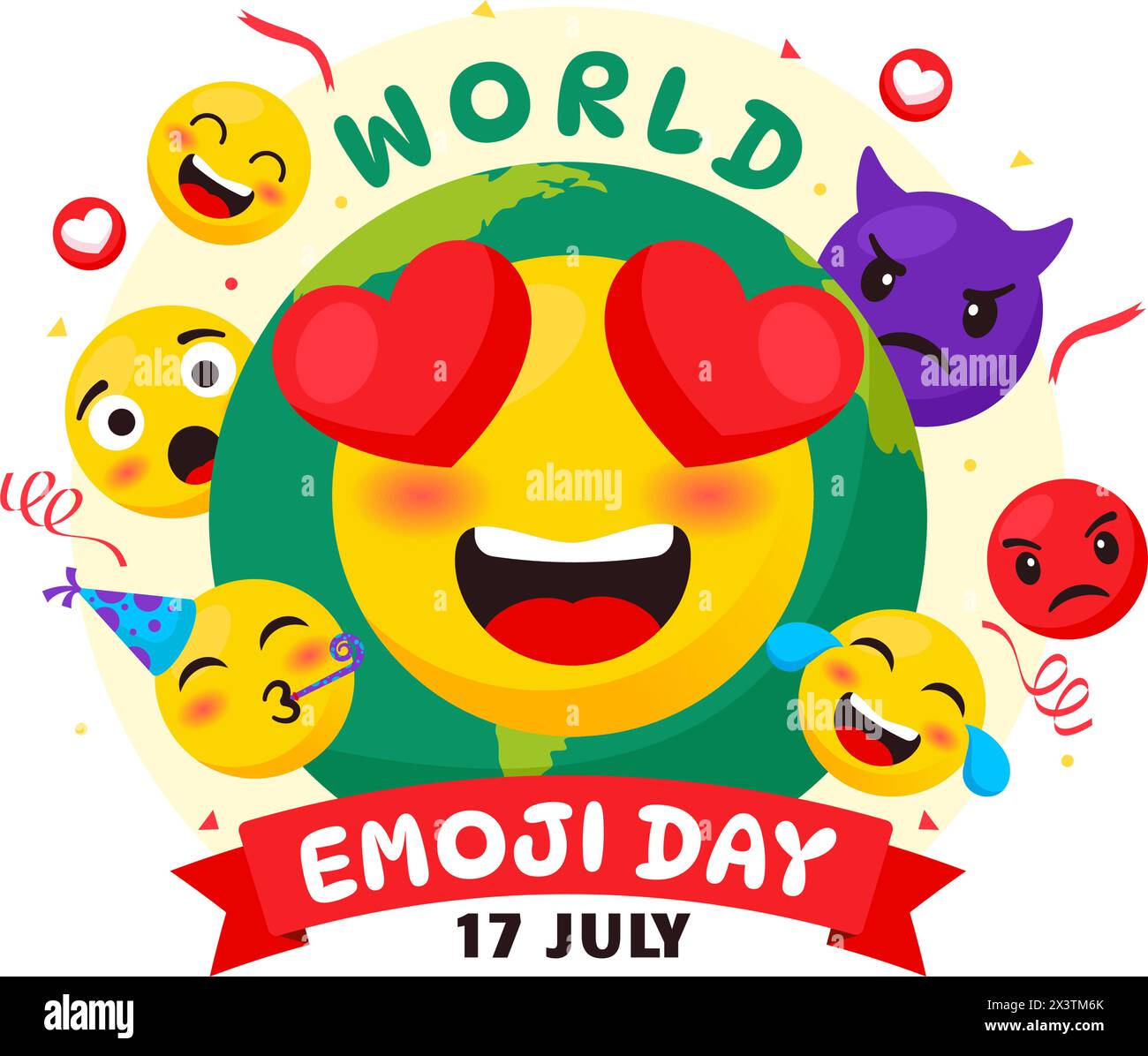World Emoji Day Celebration Vector Illustration with Events and Product ...