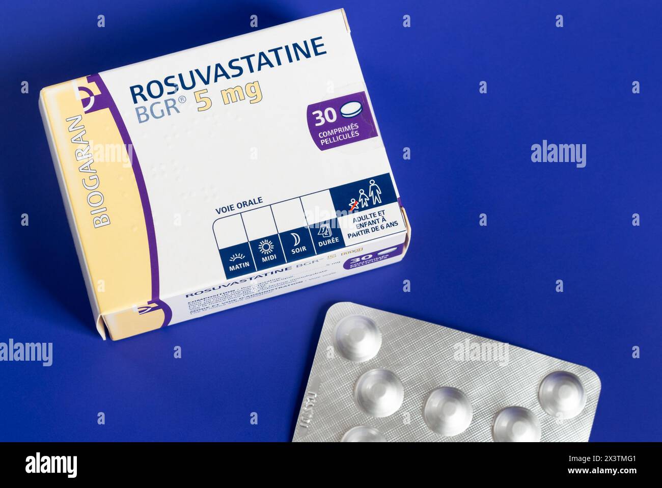 Rosuvastatin. Generic Crestor. In France. Lipid-lowering drug from the statin family Stock Photo ...