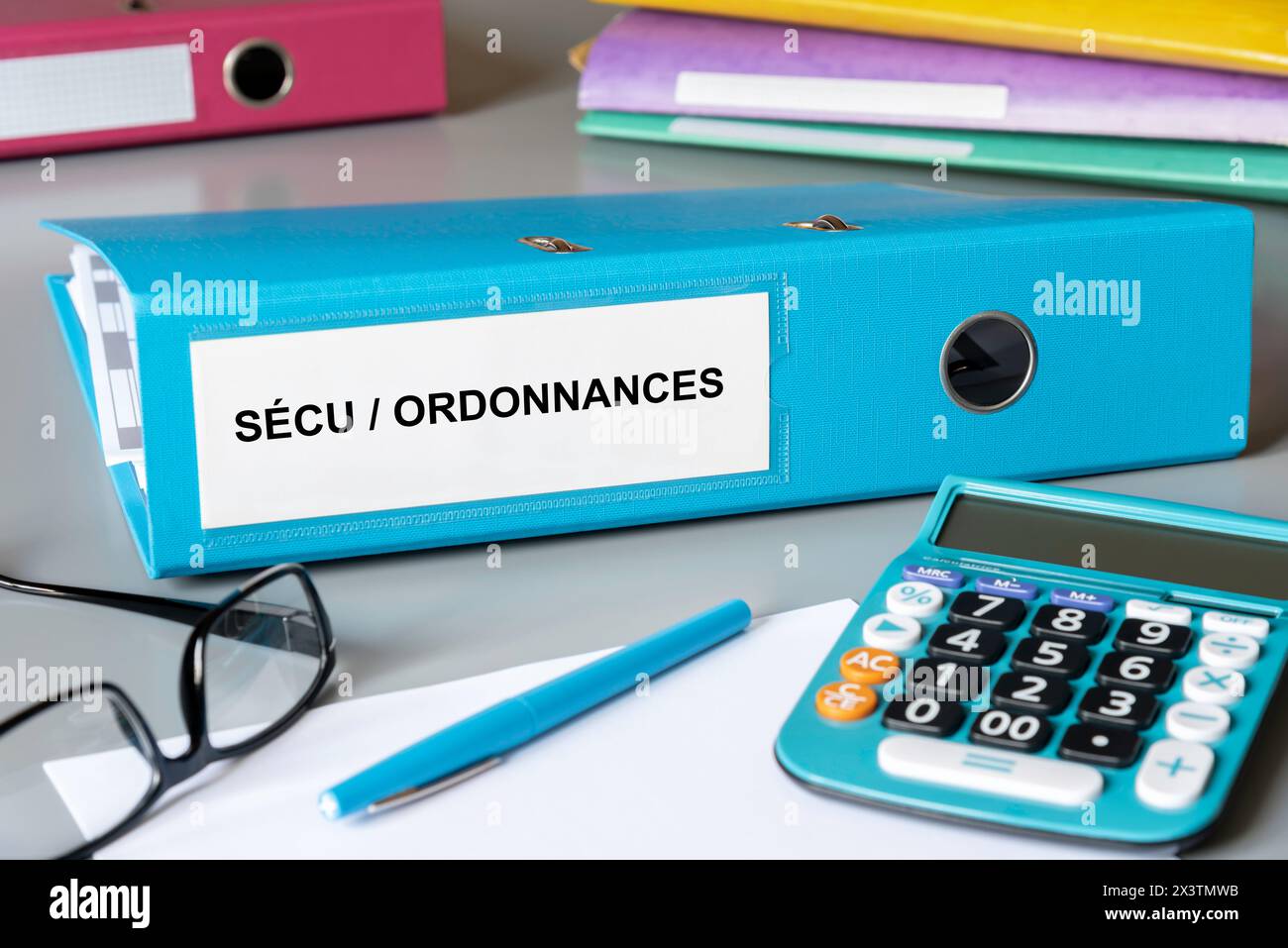 Paper storage binder. Health insurance, prescriptions Stock Photo - Alamy