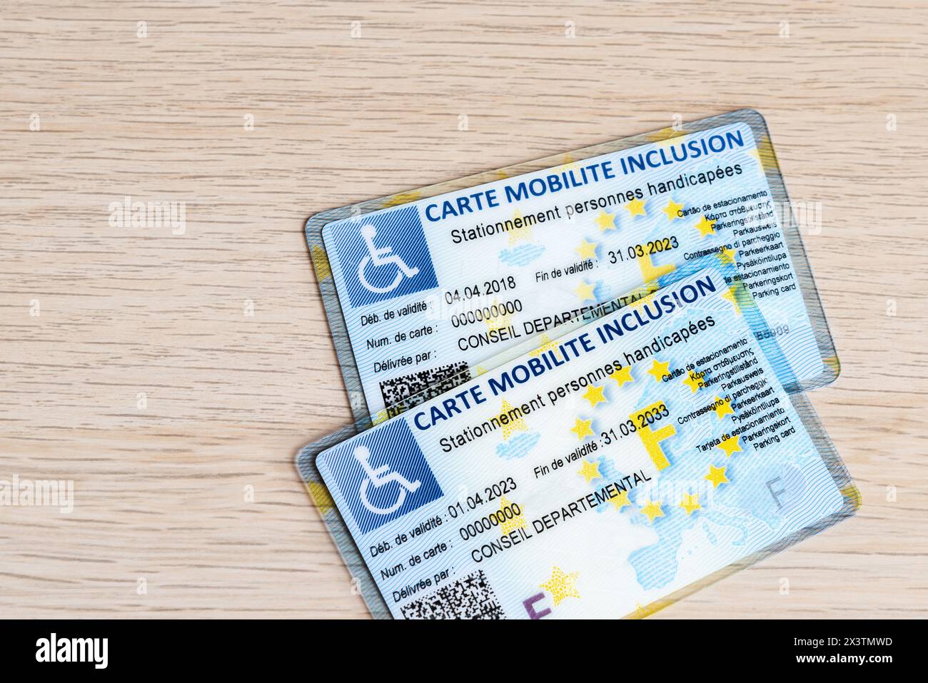 Mobility card including parking for disabled people in France Stock ...