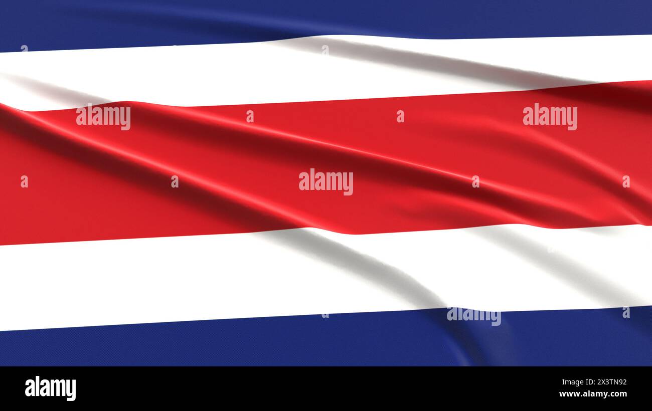 Costa Rica Flag. Fabric textured Costa Rican Flag. 3D Render ...