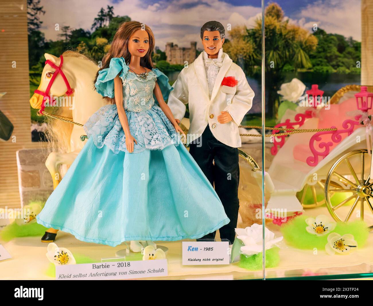 Nienhagen, Germany. 26th Apr, 2024. Barbie dolls are on display in the ...