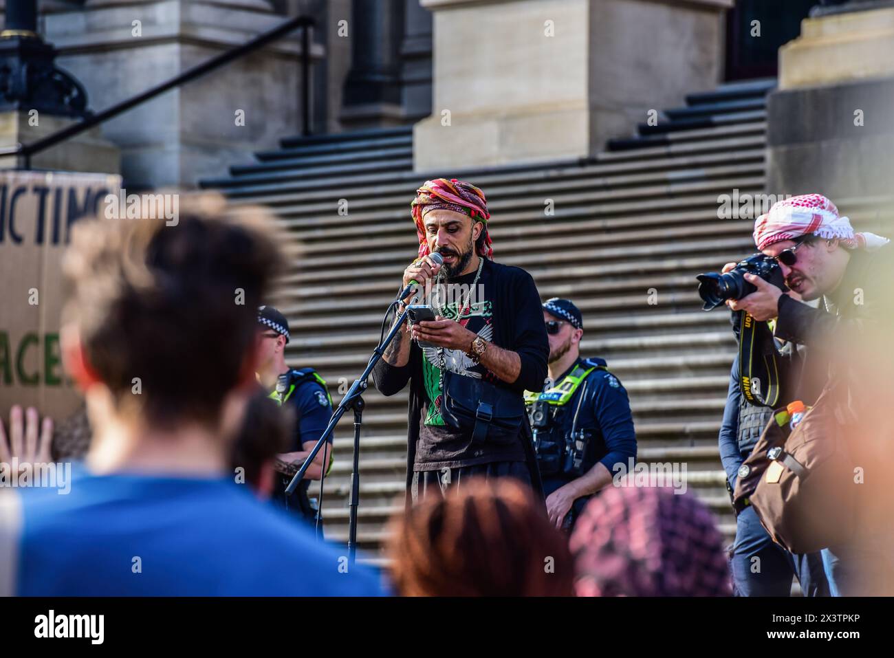 Melbourne, Australia. 28th Apr, 2024. Palestinian Activist Mohammad ...