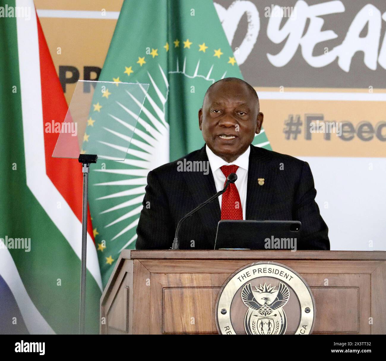 South African President Matamela Cyril Ramaphosa attends a ceremony ...