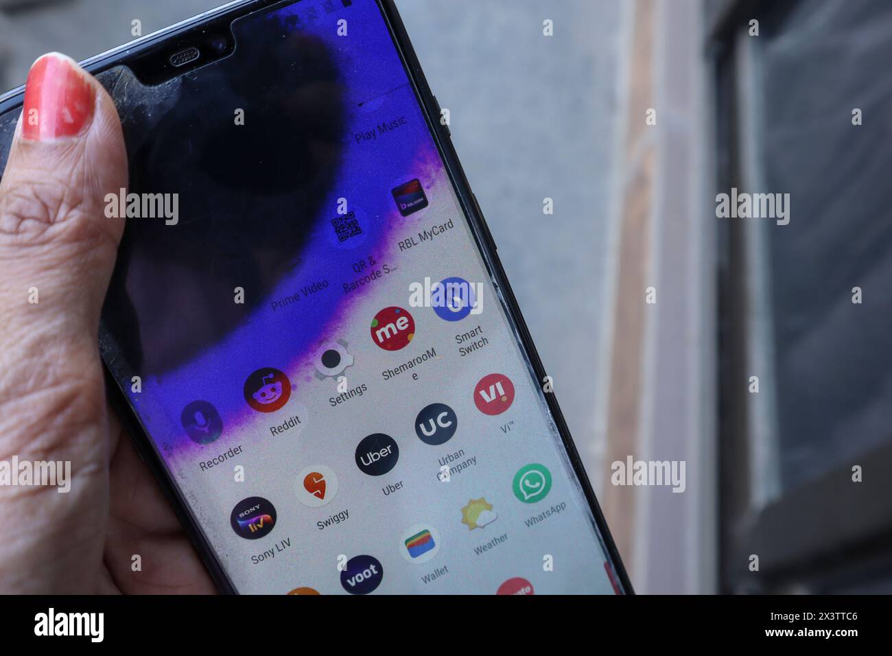 Blue pinkish black screen spreading on mobile lcd screen on mobile ...