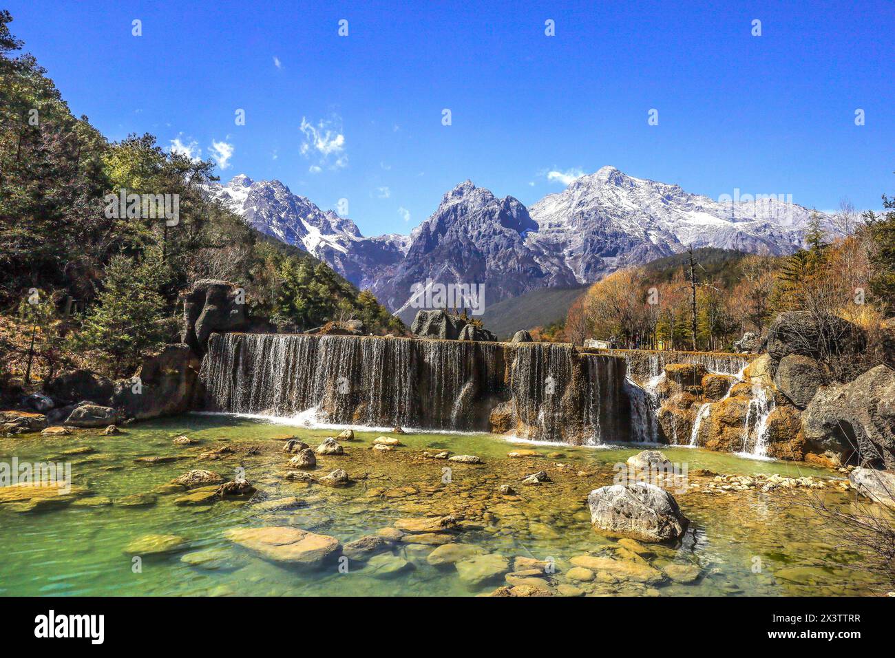 Stunning scenery of Blue Moon Valley in Lijiang, Yunnan, China, with ...