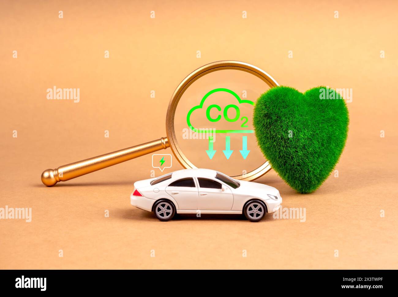 Carbon emissions, EV car, Electric energy battery charge vehicle with sustainable development ...