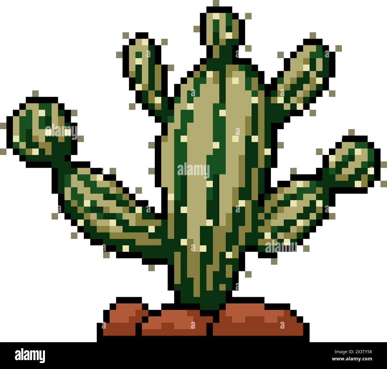 pixel art of cactus spike plant isolated background Stock Vector Image ...