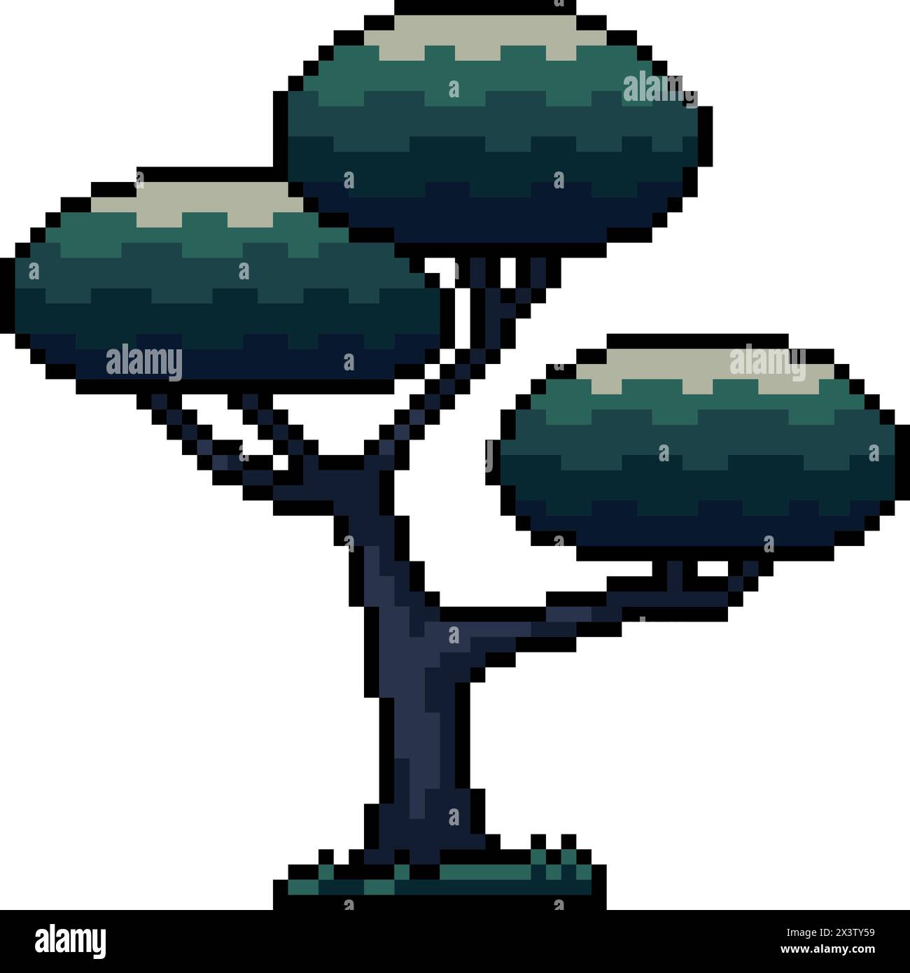 pixel art of strange cartoon tree isolated background Stock Vector ...
