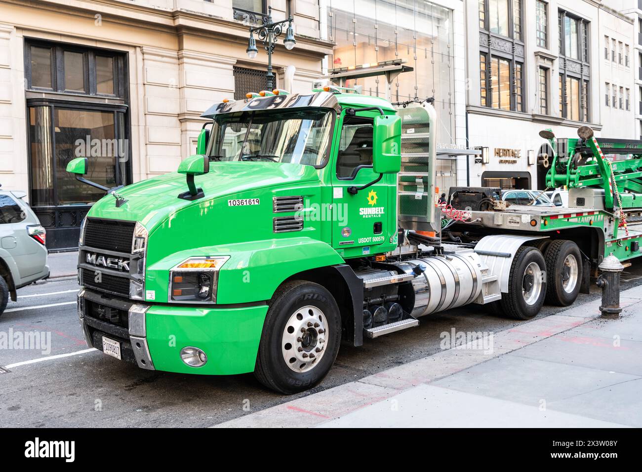 New York City, USA - March 26, 2024: Mack truck of pressure wash ...