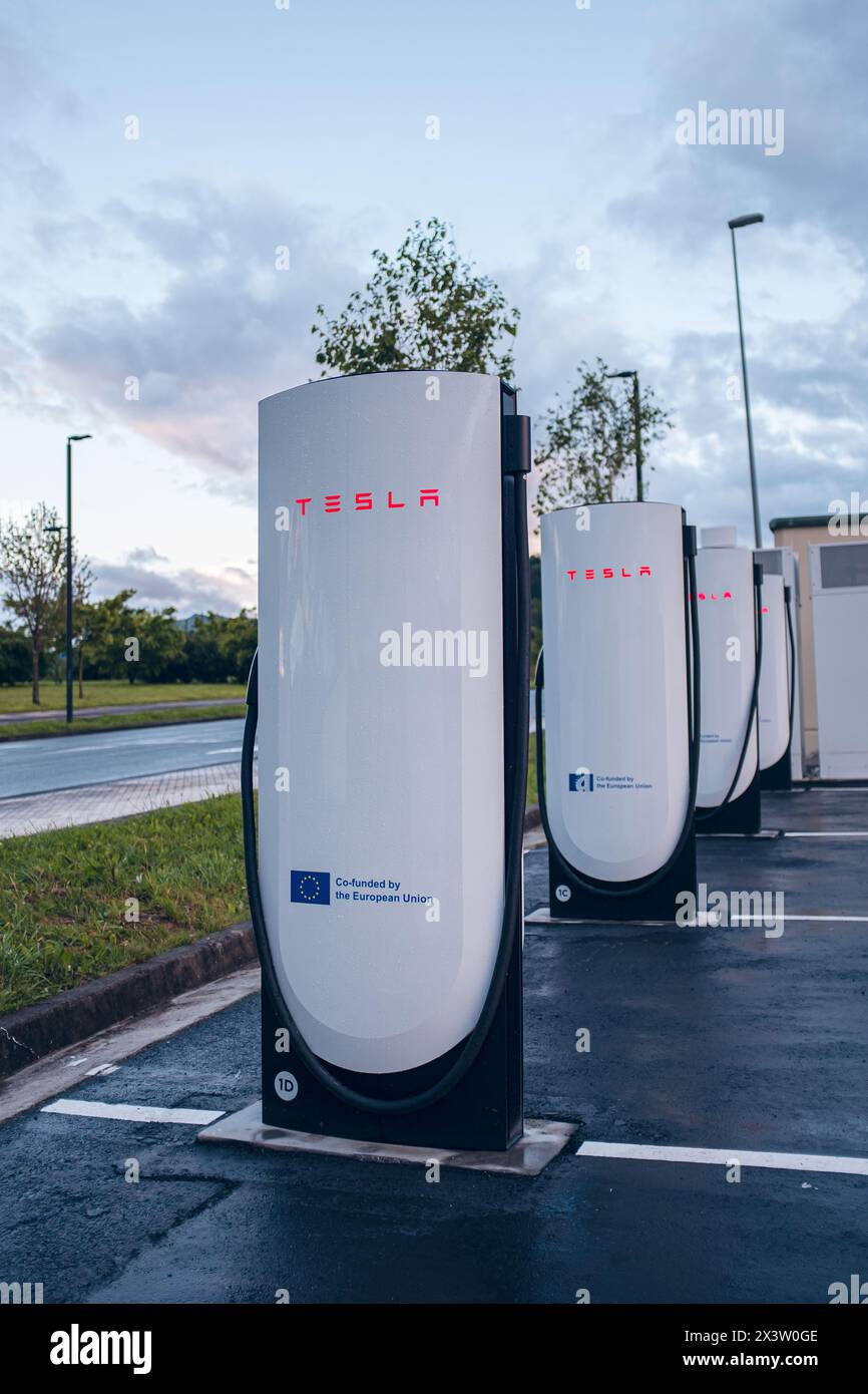 Tesla brand electric car chargers Stock Photo - Alamy