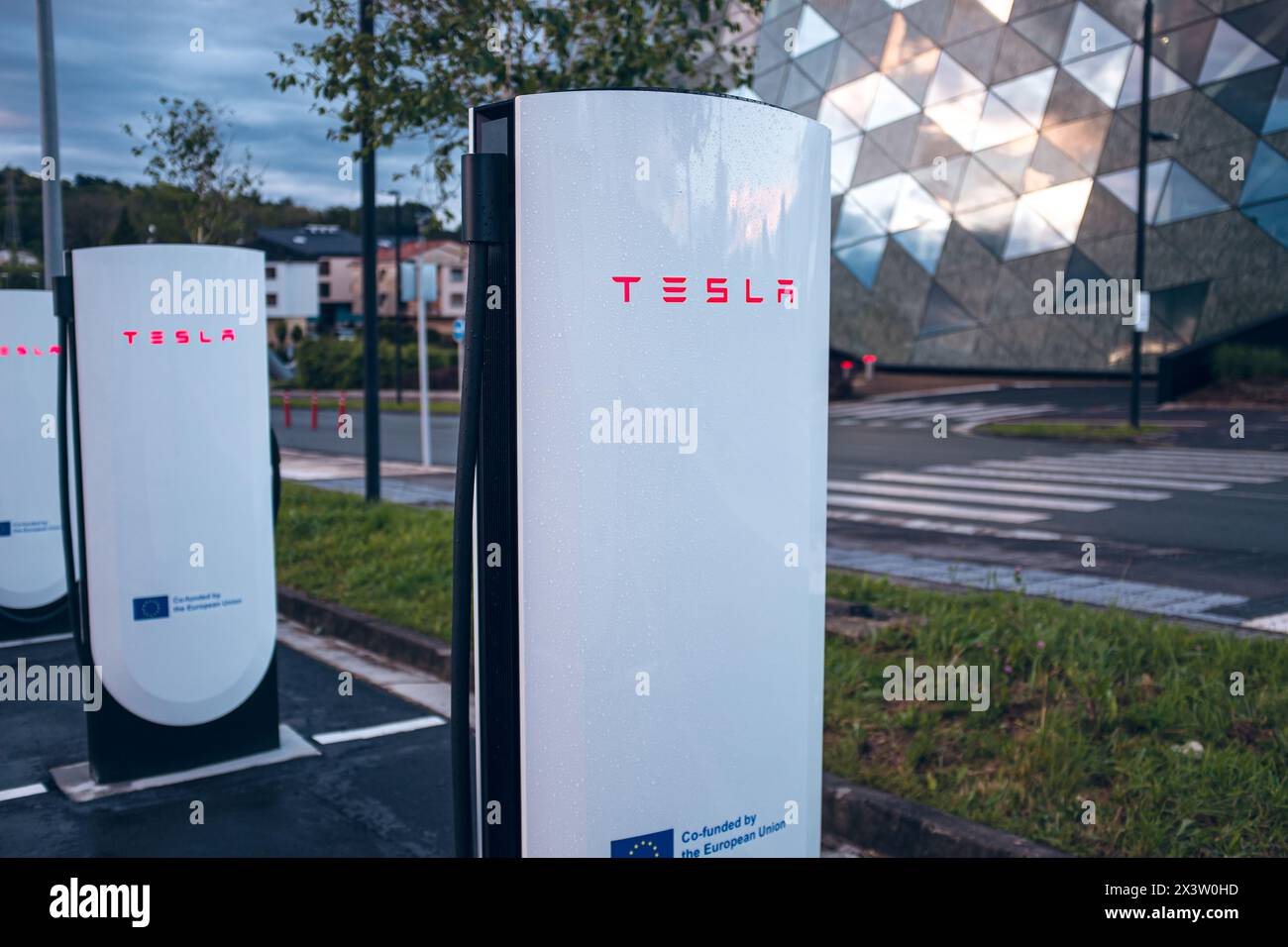 Tesla brand electric car chargers Stock Photo - Alamy