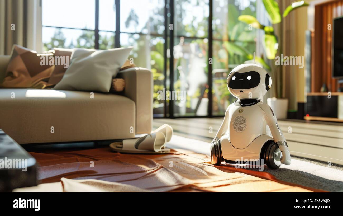 The picture of the robot that working as vacuum cleaner inside the ...