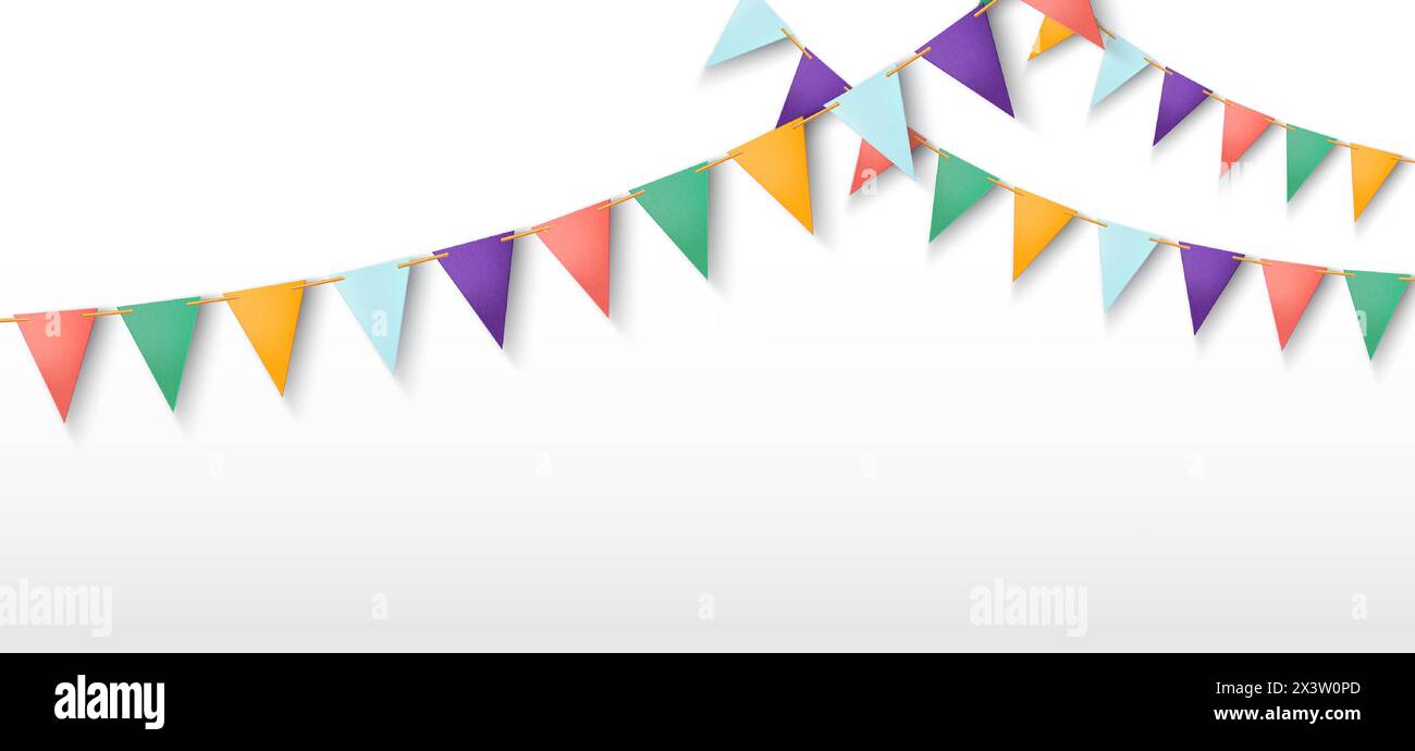 Triangle flag garland for birthday party banner. Fair string pennant ...