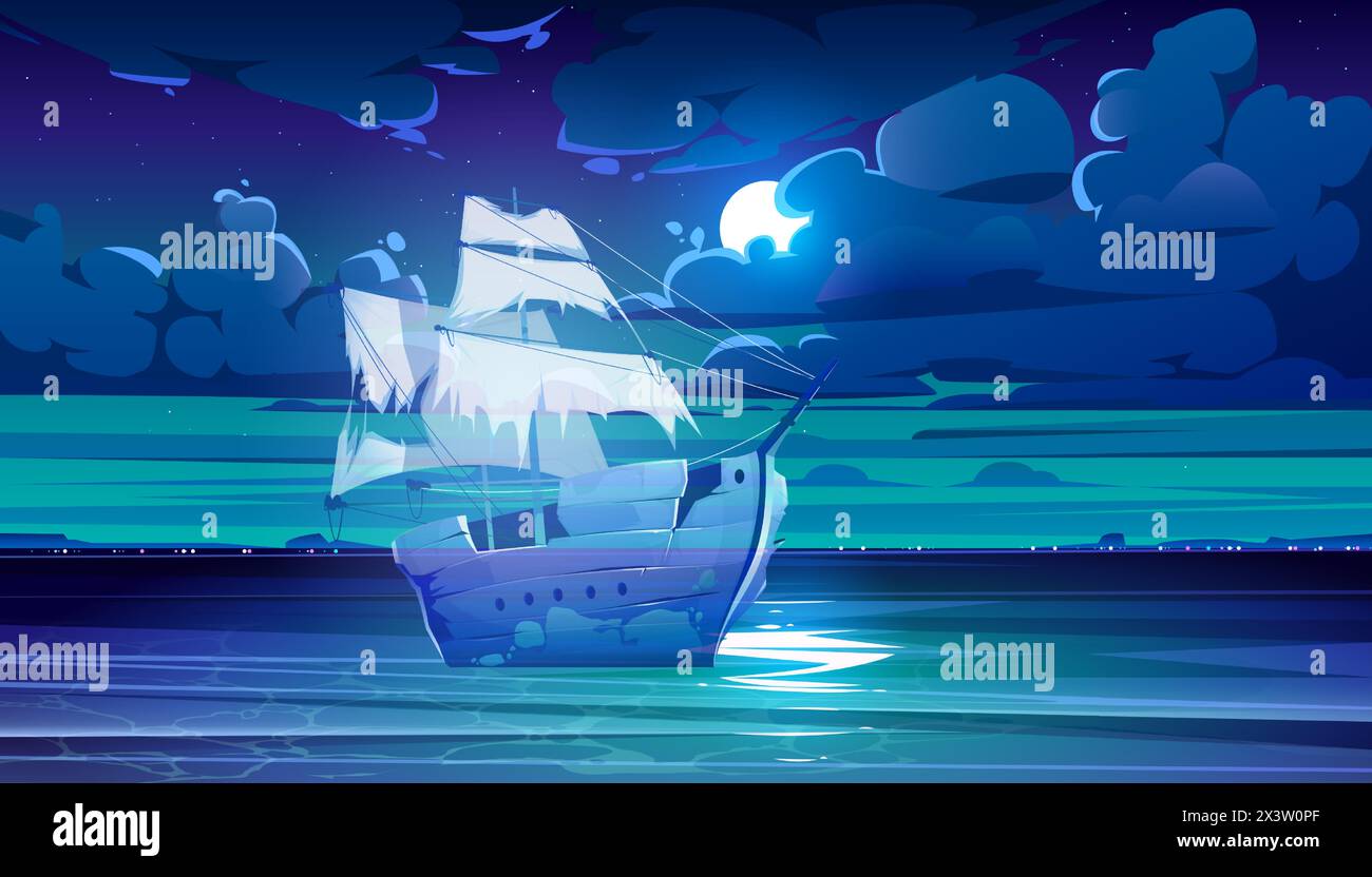 Full moon in cloudy night Stock Vector Images - Alamy