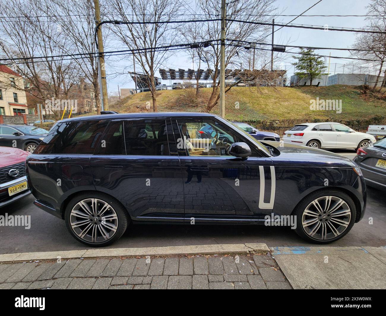 New York City, USA - February 27, 2024: Range Rover D300 luxury modern ...