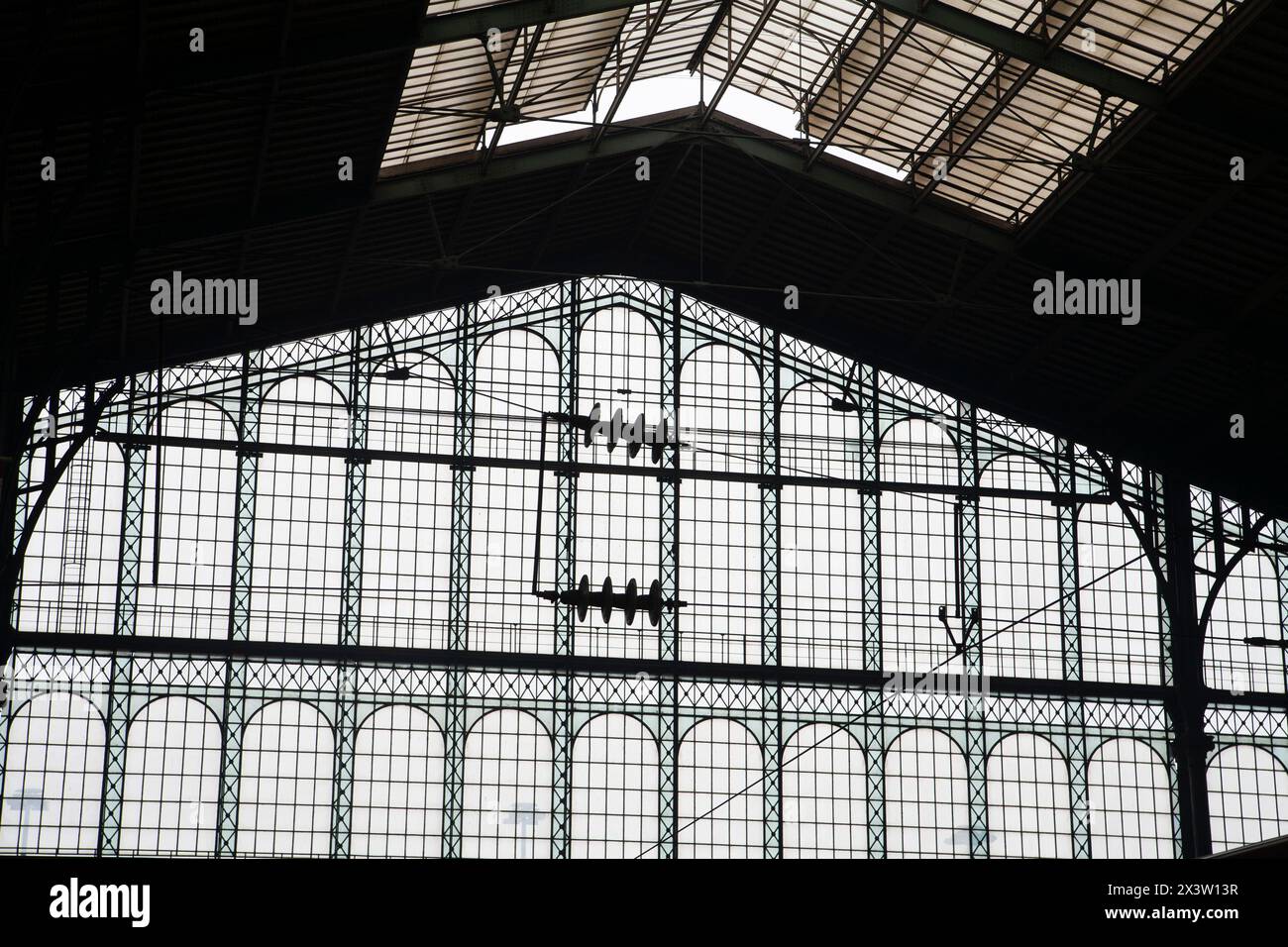 Glass roof at the the Gare du Nord (North Station), one of the seven ...