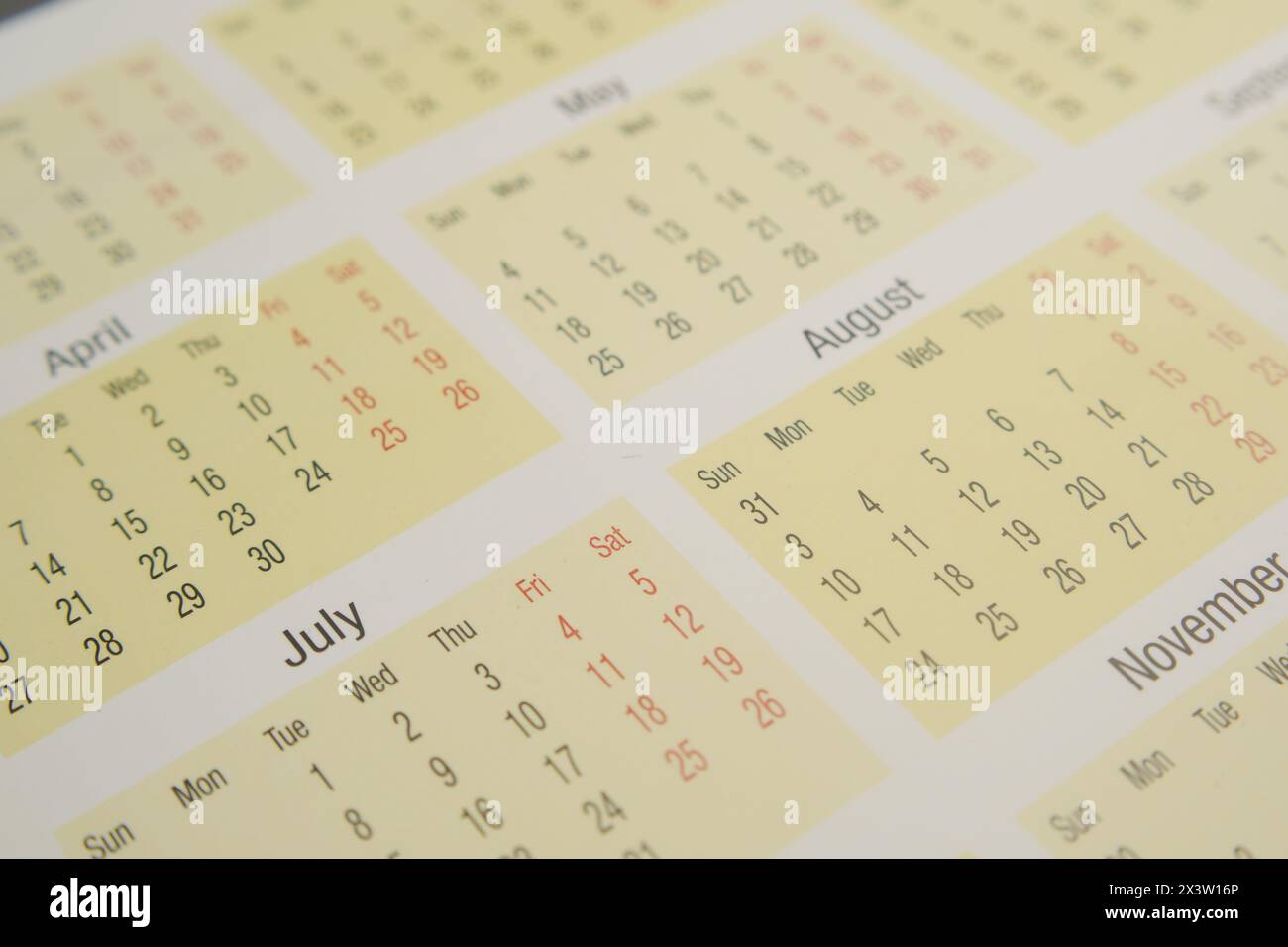 Detail shot calendar on table hi-res stock photography and images - Alamy