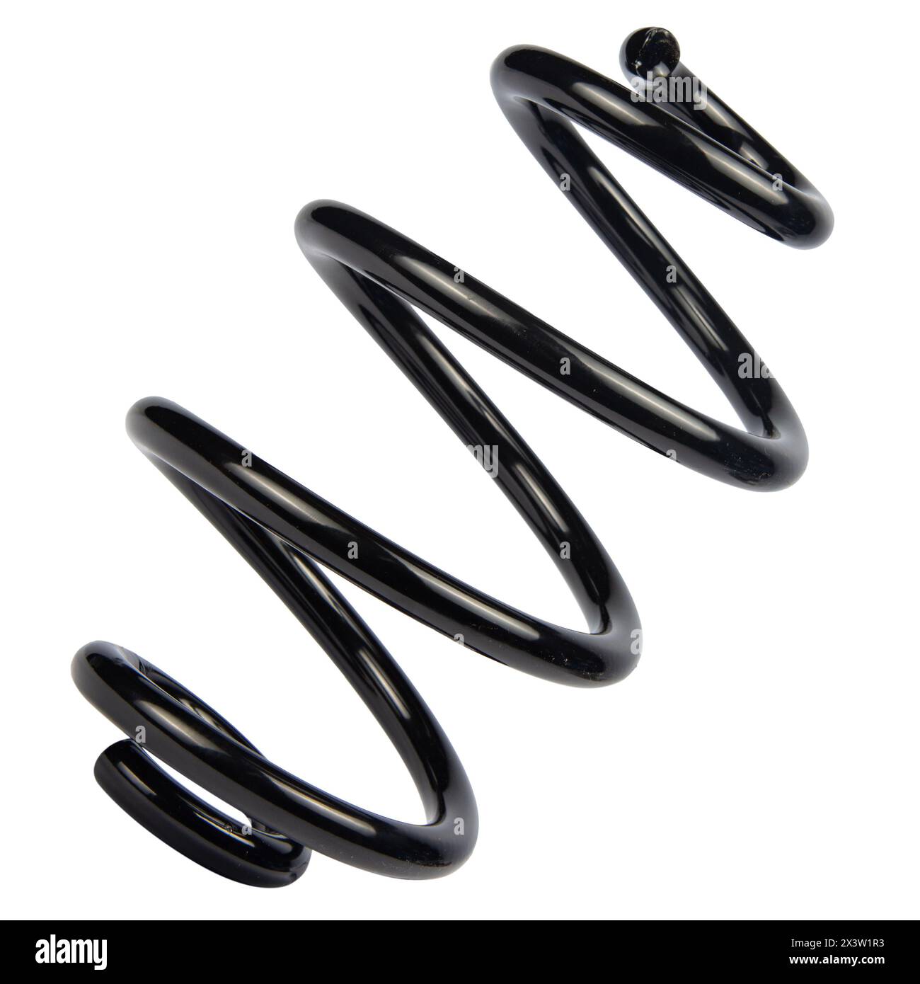 Car spare part. Large metal spring on white background. cushioning ...