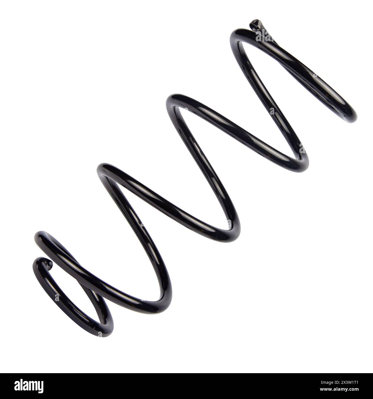 Car spare part. Large metal spring on white background. cushioning ...