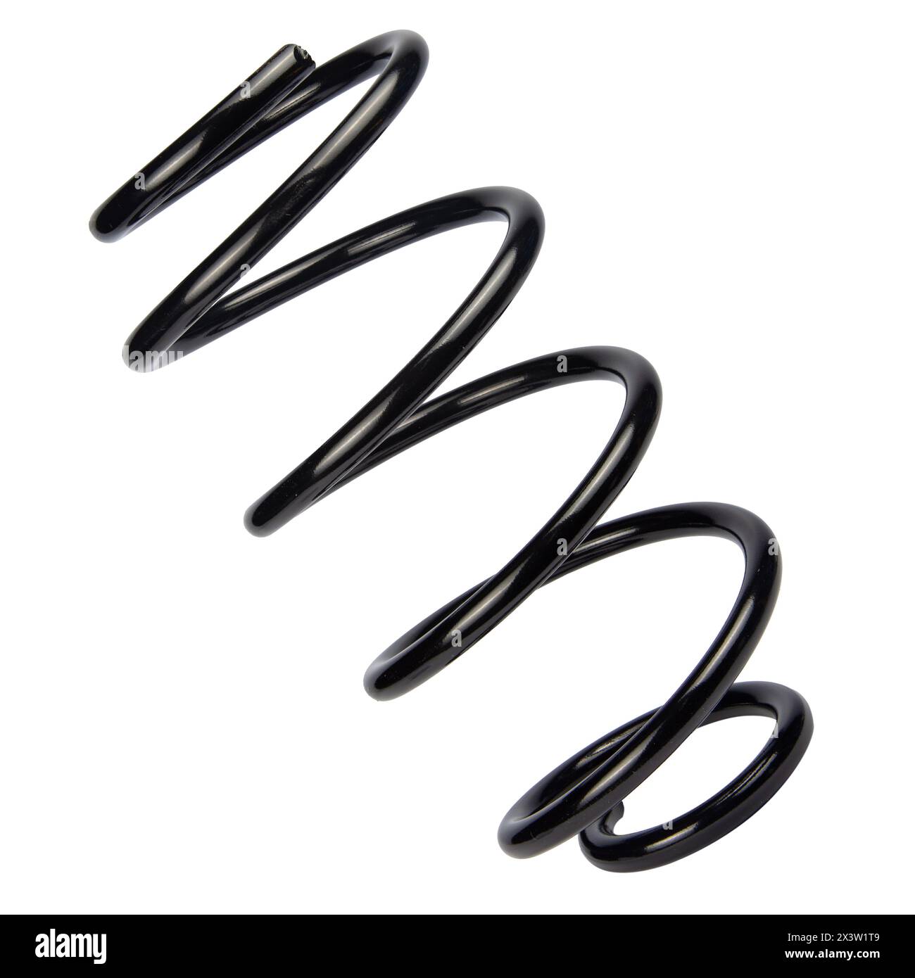 Car spare part. Large metal spring on white background. cushioning ...