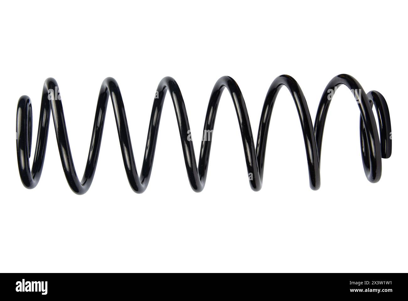 Car spare part. Large metal spring on white background. cushioning ...