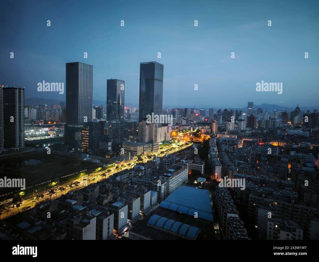 View the urban cityscape environment from the hotel window of the ...