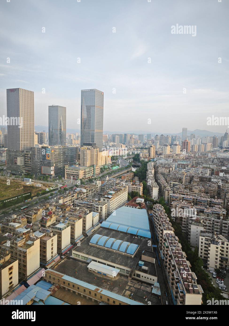 View the urban cityscape environment from the hotel window of the ...