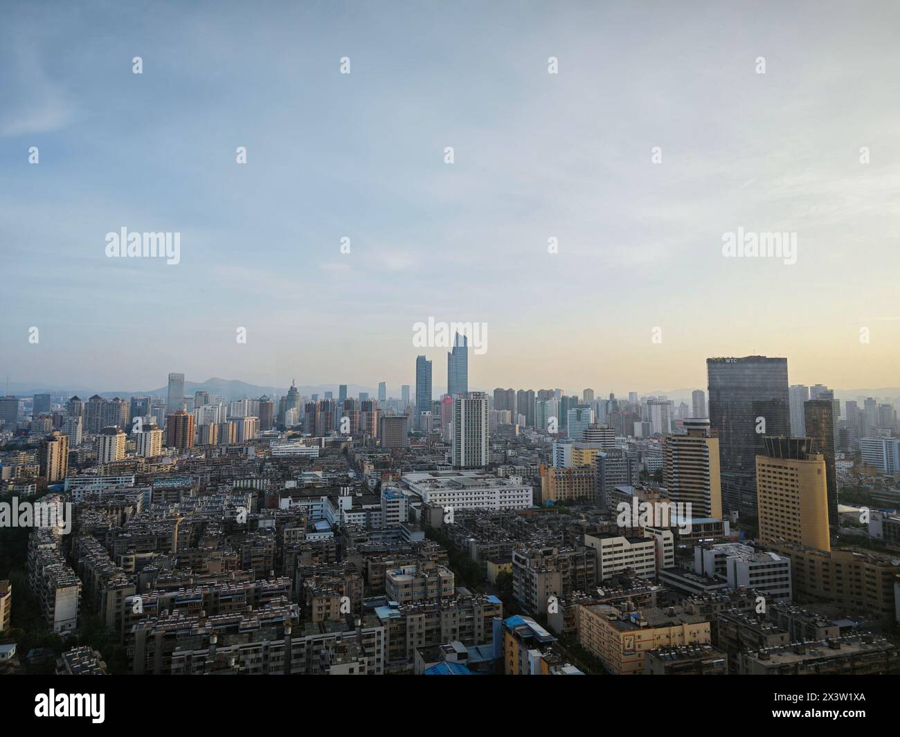 View the urban cityscape environment from the hotel window of the ...