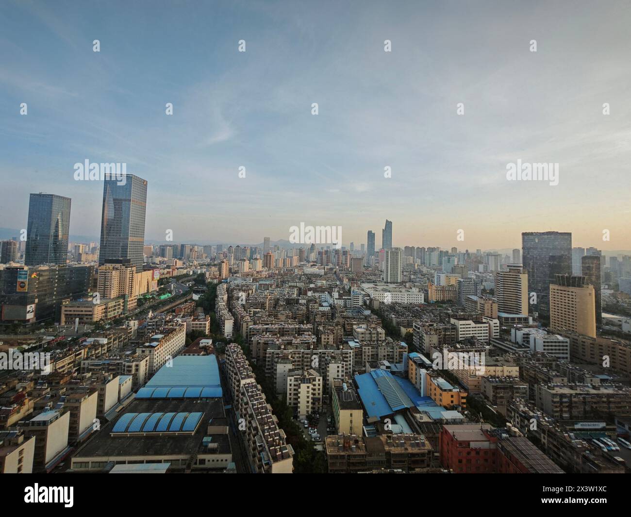 View the urban cityscape environment from the hotel window of the ...